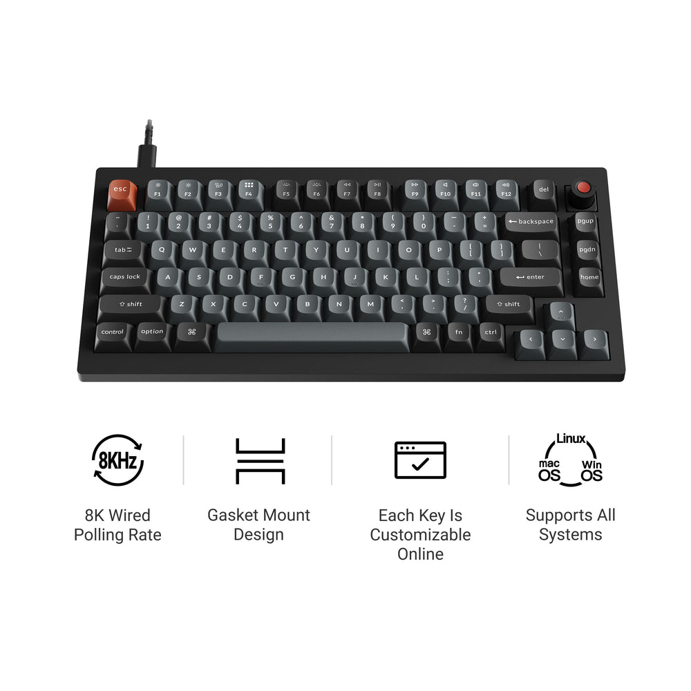 Keychron V1 8K QMK Wired Custom Mechanical Keyboard (US ANSI Layout ...